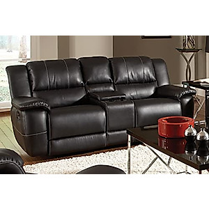 Lee Double Reclining Gliding Loveseat with Console Black 601062
