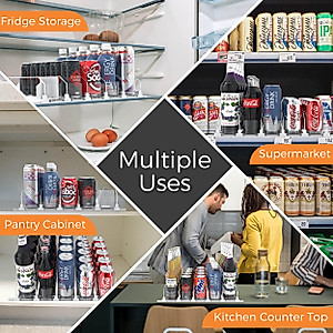 Hmdivor 5 Rows Drink Organizer for Fridge, 15'' Soda Can Dispenser for Fridge with Pusher Glide, Width Adjustable Fridge Can Organization Hold Up to 25 Cans (White)