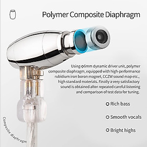 keephifi in Ear Earphone HZSOUND Waist Drum Wired Monitors-?6mm Polymer Composite Dynamic Driver HiFi Earbuds in Small Volume High Fidelity Microphone Headphone,Noise Cancelling Headsets (with mic)