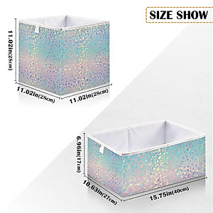 Holographic Rainbow Swirl Basket Cube Storage Bins Fabric Storage Baskets Collapsible Decorative Storage Box with Handles Organizer Bag for Shelf Closet Toy Gift 15 x 11 x 7