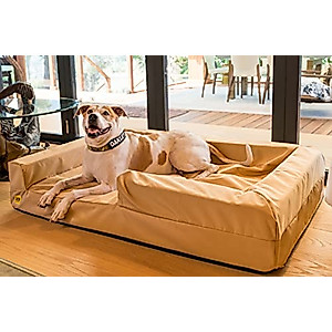 K9 Ballistics Tough Rip-Stop 3.5 Bolster Orthopedic Dog Bed (Medium, Obsidian Black) with headrest. Made for Medium Sized Dogs