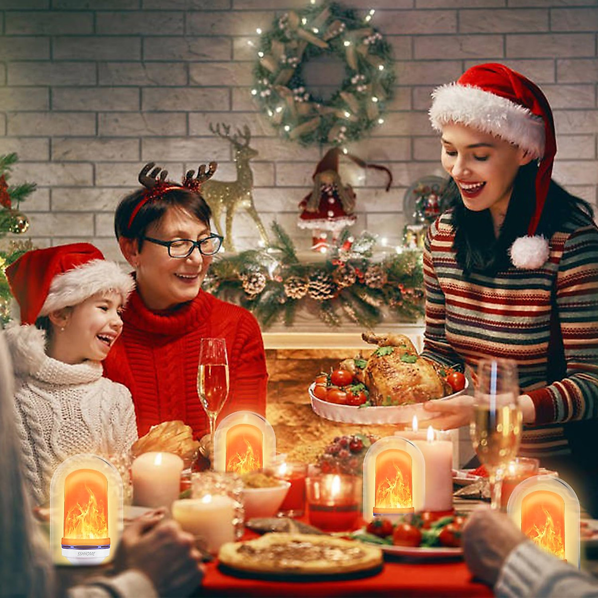 LED Flam Light Bulbs, 4 Modes E26 Base Fire Light Bulbs with Gravity Sensor, Outdoor Light Flickering Light for Halloween Garden Bar Party Wedding Restaurant Valentine's Day Decoration (2 Pack)