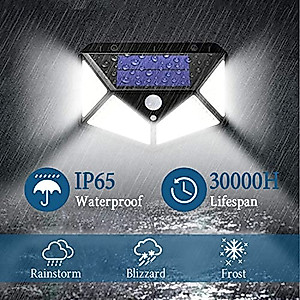 Solar Lights Outdoor 3 Modes/100LED Solar Security Lights Solar Motion Sensor Lights Wireless IP 65 Waterproof Outdoor Lights for Front Door, Yard, Garage, Deck (4 Pack)