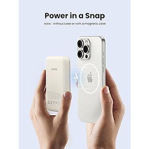 UGREEN Magnetic Power Bank, 10,000mAh Wireless Portable Charger, PD 20W Fast Charging Battery Pack with USB-C for Magsafe, iPhone 15/15 Plus/15 Pro/15 Pro Max, iPhone14/13/12 Series, White