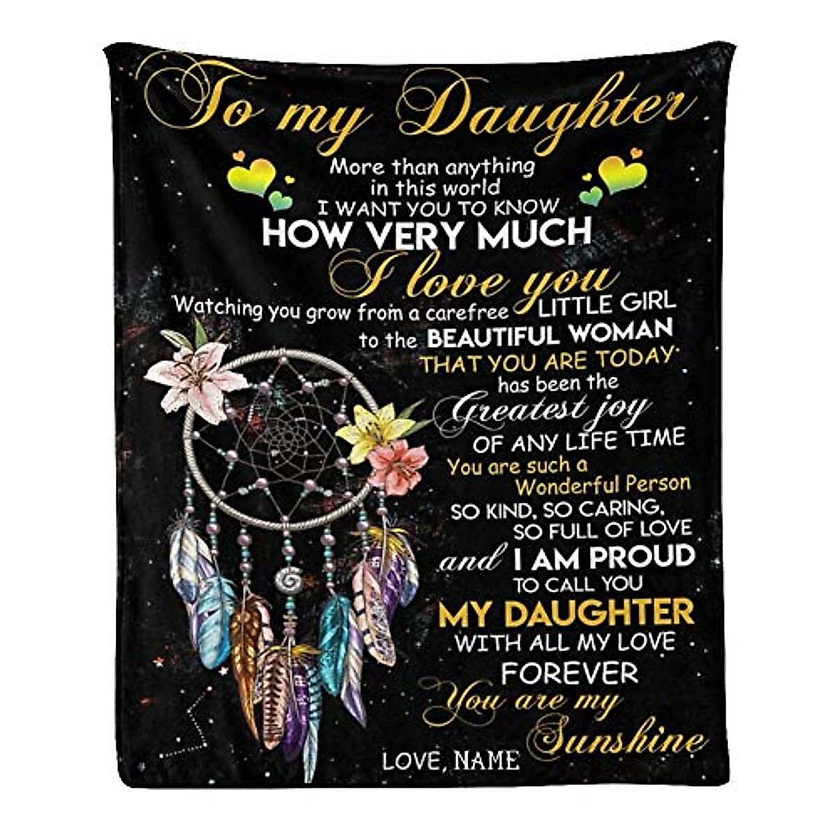CUXWEOT Custom Blanket with Name Text Personalized to My Daughter Soft Fleece Throw Blanket for Gifts (50 X 60 inches)