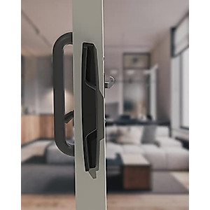 House Guard Black Patio Door Handle Set with Mortise Lock,Suitable for Replacement Sliding Doors Lock 3-15/16”Screw Hole Spacing.Choices That Add a Unique to Your Patio Glass Sliding Door.