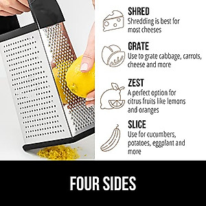 Gorilla Grip Box Grater and Measuring Spoons Set, Box Grater Has Built in Container, Measuring Spoons Set is Dishwasher Safe, Both in Black Color, 2 Item Bundle