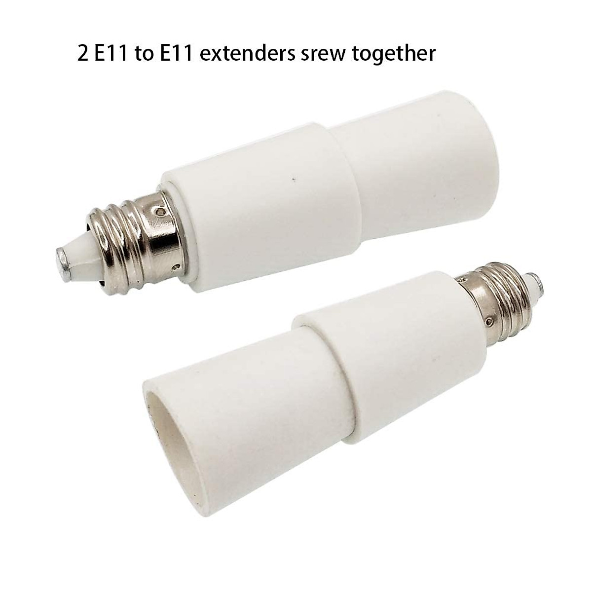 10pcs E-Simpo E11 to E11 Mini Candelabra Light Socket Base e11 led lamp Holder Adapter Extender Converter Extension(10pcs E11 to E11 Extender)