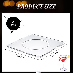 Tatuo 8 Pack Acrylic Coasters DIY Cocktail Napkin Holder Square Clear Coasters for Bar Decor Drinks Table Room Home Office, Without Inserts