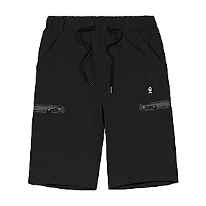 Little Donkey Andy Men’s Ultra-Stretch Quick Dry Lightweight Bermuda Shorts Drawstring Zipper Pocket Hiking Travel Golf Black XXL