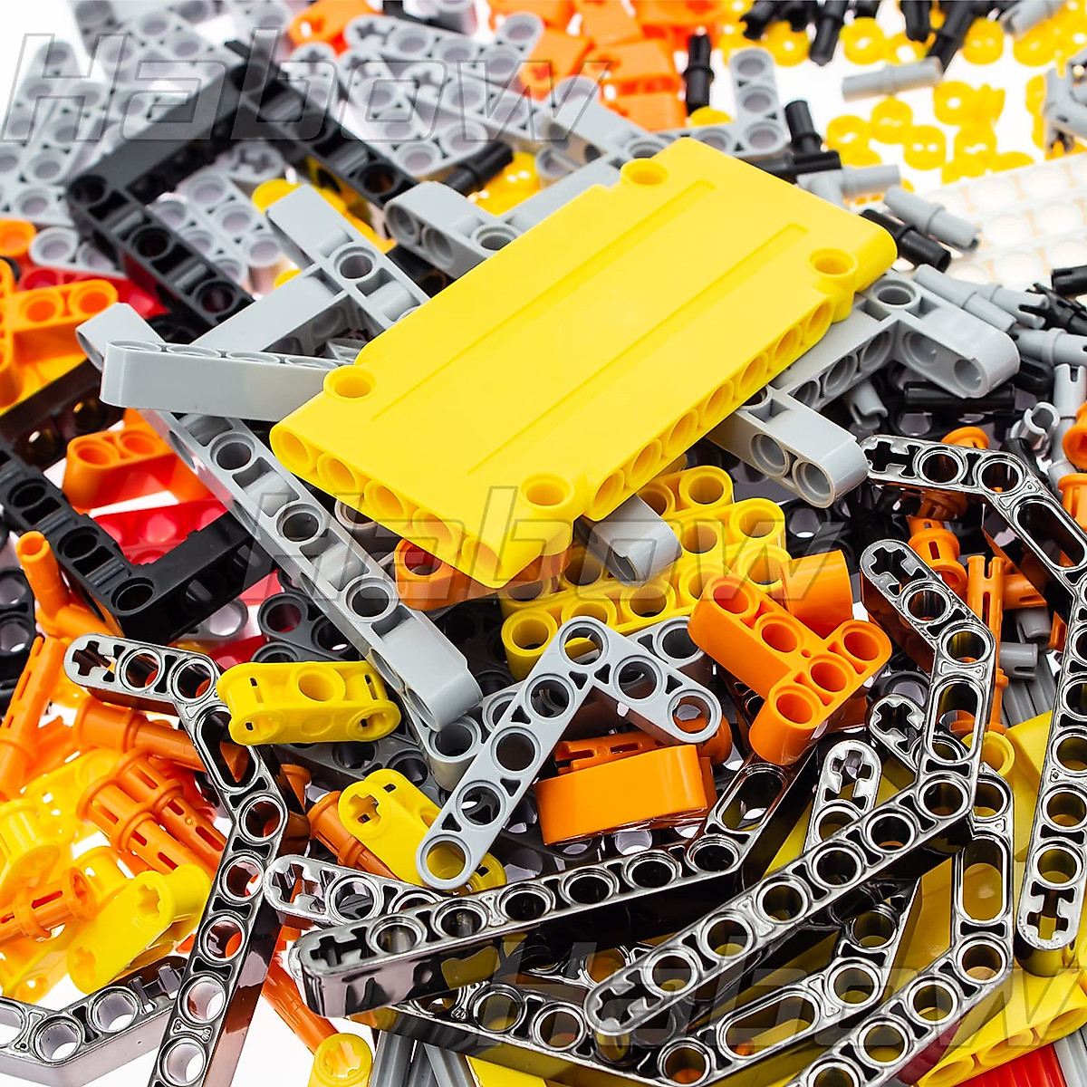 Habow 420pcs Technic-Parts -Pin-Connector Compatible with Lego-Technic, Technic-Beam Frame Plate Liftarm Wheels Tire Etc. MOC Replacement Pieces for Toy Building Sets