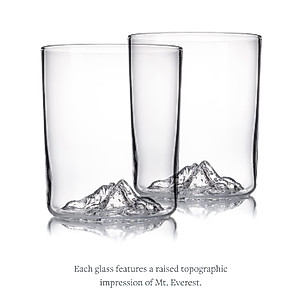 Huckberry Whiskey Peaks Iconic Mountain Bar Glasses, 11.5 oz Capacity, Lead-Free Crystal, Mt. Everest, Set of 2