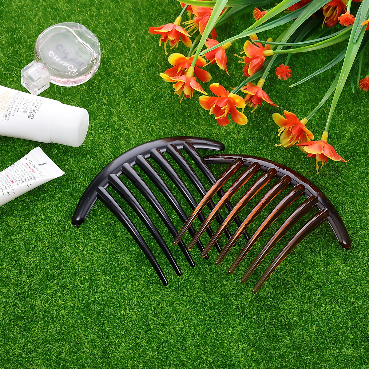 20 Pieces 7 Tooth French Style Twist Comb Plastic Hair Side Combs Hair Accessory for Women (Black and Brown)