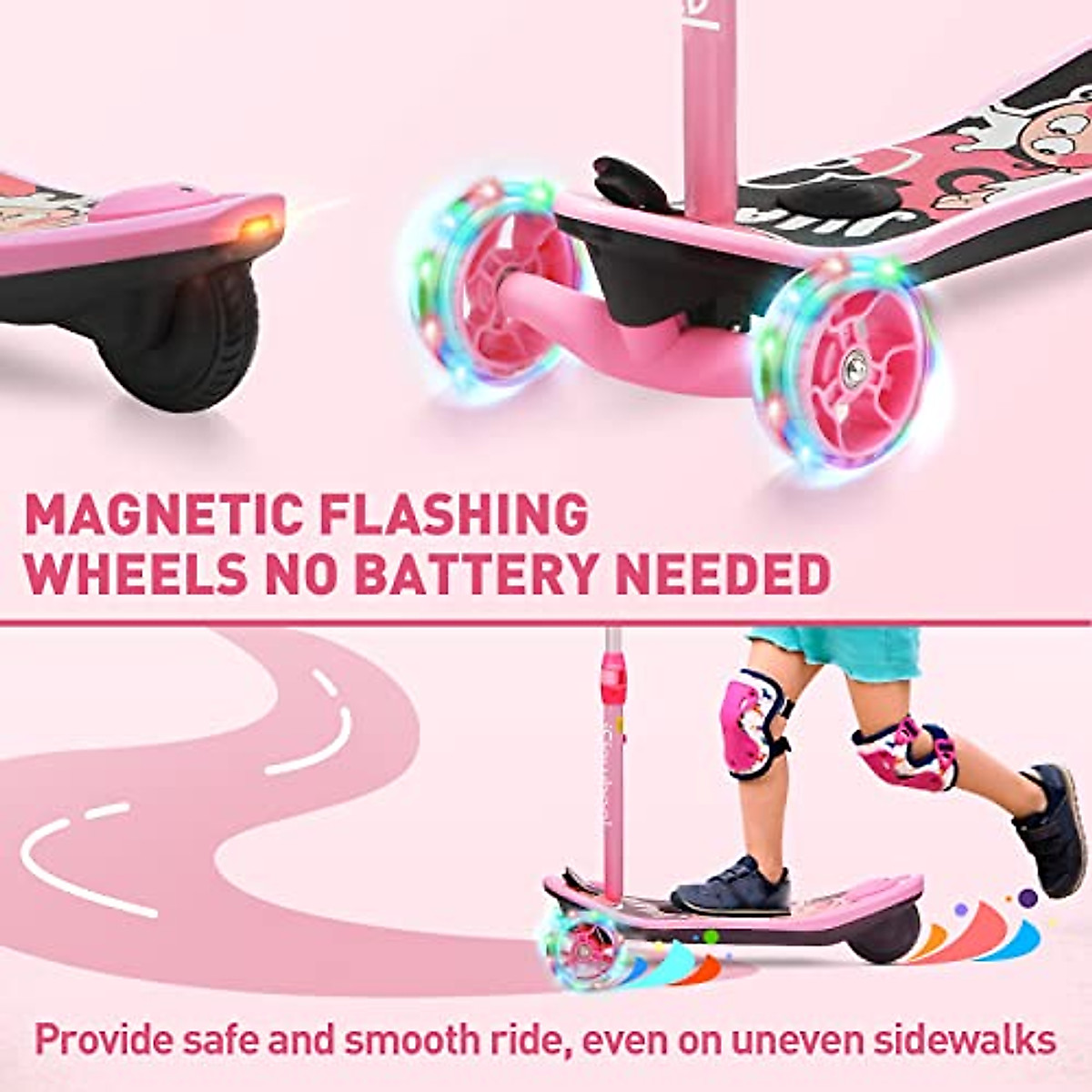 isinwheel Mini Electric Scooter for Kids Ages 3-12, 3-Wheel Electric Scooter for Toddler Boys/Girls, Electric Kick Scooter for Kids with Long Battery Life, Flashing LED Wheels, 3 Adjustable Height