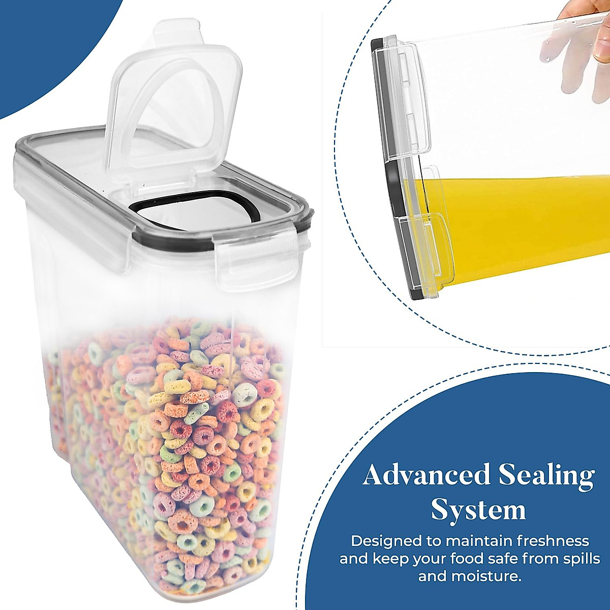 DAN RIVER Cereal Containers | 4 Pack | Pantry Organizers and Storage | Food Storage Containers | Cereal Dispenser | Kitchen Storage Containers | Air Tight Pantry Storage Containers | Made of Plastic