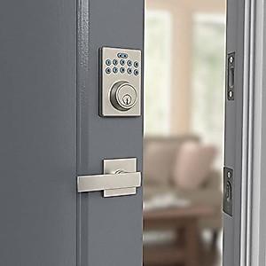 Amazon Basics Contemporary Electronic Keypad Deadbolt Door Lock With Passage Lever, Satin Nickel, 6.62 cm x 11.81 cm