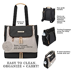 Petunia Pickle Bottom - Pivot Backpack (Sand/Black) + Diaper Clutch (Leopard) Bundle