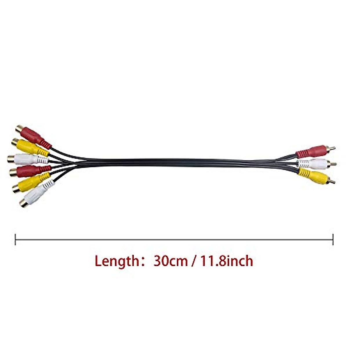 Duttek RCA Splitter Cable, AV Splitter 3 RCA Male Jack to 6 RCA Female Plug RCA Y Splitter Extension Audio Video AV Adapter Cable 30cm/11.8 Inch