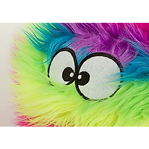 goDog Furballz Squeaky Plush Ball Dog Toy, Chew Guard Technology - Rainbow, Large
