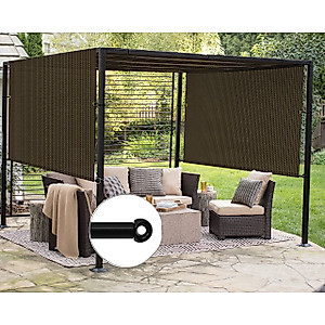 Patio Outdoor Shade Universal Replacement Pergola Canopy Shade Cover 8’X16’ Brown with Grommets 2 Sides Weighted Rods Included Shade Screen Panel for Balcony Deck Porch