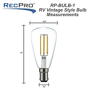 RecPro RV LED Replacement Edison Light Bulb | Dimmable Vintage Style | Warm 2700K | 2.7W | 600 Lm | 12V