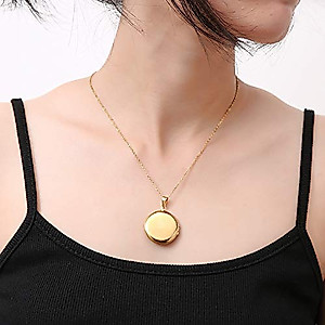 Jude Jewelers Stainless Steel Round Shaped Locket Style Statement Party Wedding Pendant Necklace (Gold)