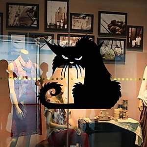 Fashionclubs Vinly Black Cat Removable Window Wall Sticker For Halloween Home Decoration,14.513.5cm