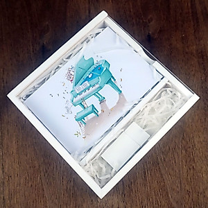 LONMAIX White Wooden USB Flash Drive 16GB and a Transparent Cover Wooden Box for Weddings, Photography, Couple (170MM*170MM*35MM)