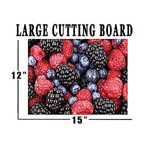 Mixed Berries Kitchen Glass Cutting Board Decorative Gift For Blueberries Raspberries Blackberries Mom Design Red