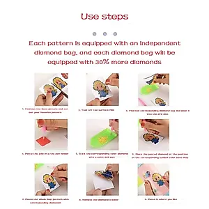 24pc 5D Diamond Painting Kits for Kids, DIY Animals Diamond Painting Stickers, Handmade Digital Diamond Arts Craft Mosaic Stickers, Suitable for Children Aged 4-12(B-Animation)