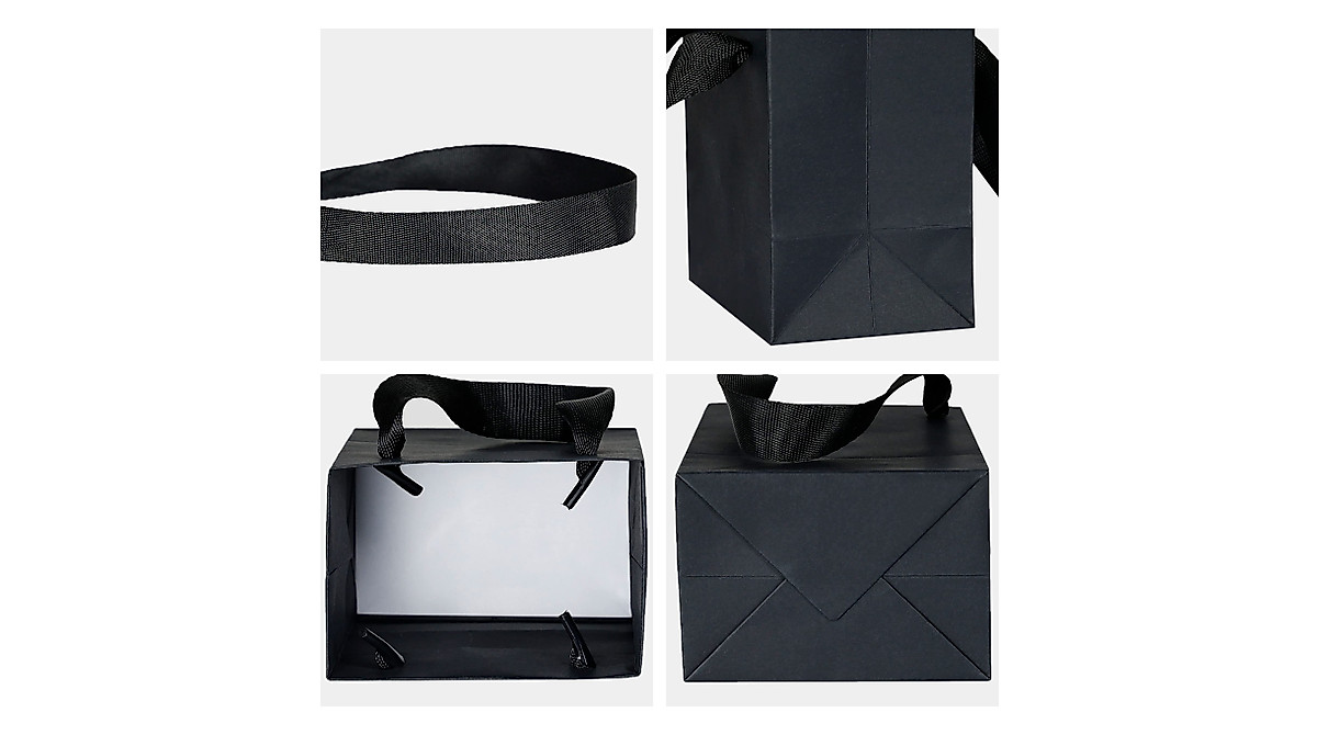 Mini Black Gift Bags 12 Pack for Parties, Weddings & Gifts