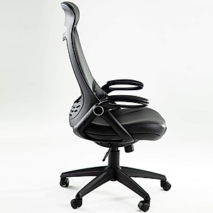 Office Chair Leather Multifunction Executive Swivel Ergonomic High-Back Task Lumbar and Headrest Support Computer Chair with Arms Desk Chair Black