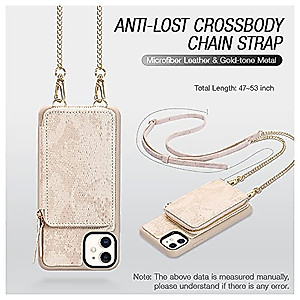 iPhone 11 Wallet Case, iPhone 11 Crossbody Case, ZVEdeng Card Holder Crossbody Wallet Zipper Case for Women Wrist Strap Shockproof Leather Case for Apple iPhone 11 6.1'' Lizard Skin Apricot