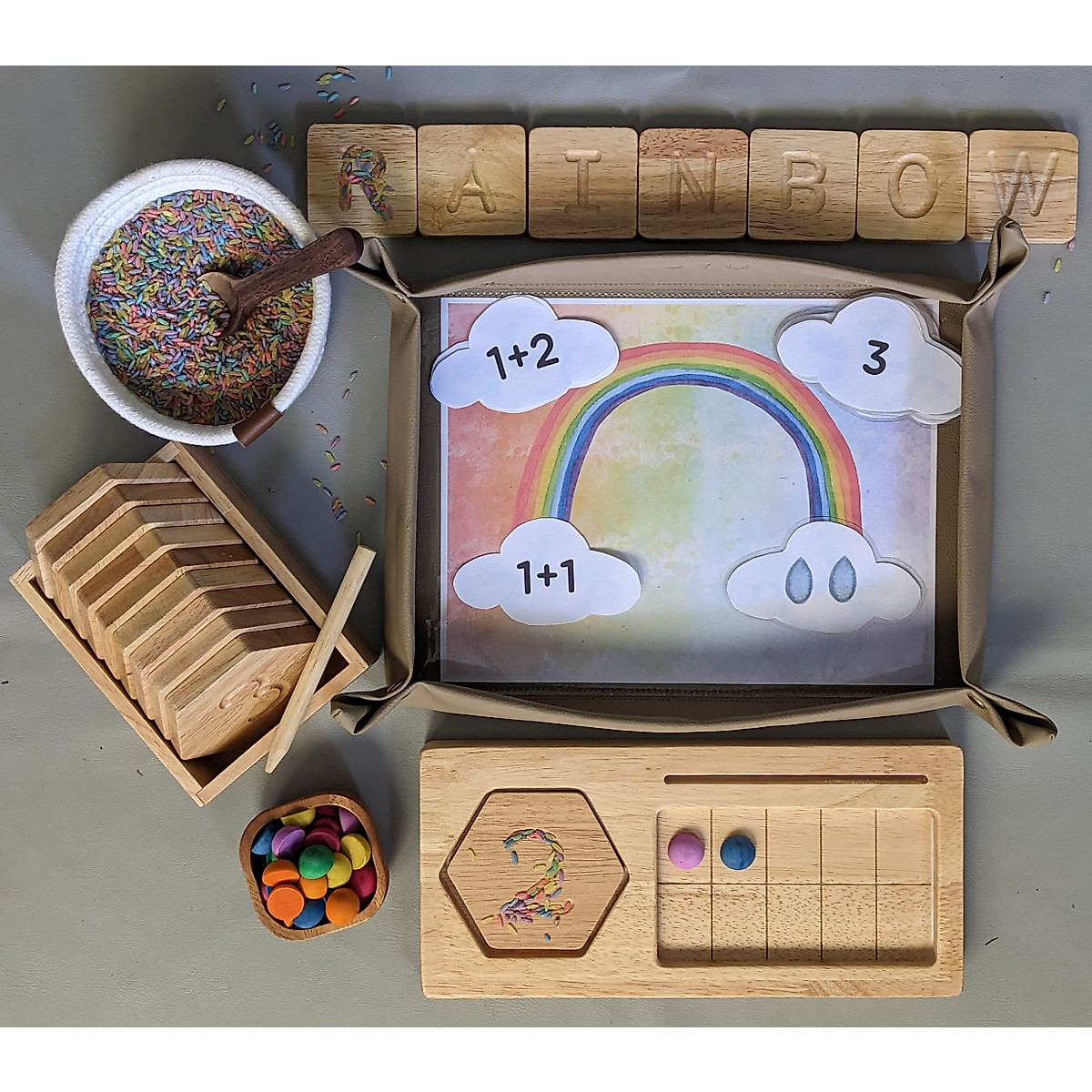 Ten Frame Board Set | Montessori Math | Ten Frame & Counter | Stylus & Number Flash Cards | Preschool Learning Educational Toys | Math Manipulatives and Math Games for Kids