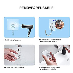 Large Adhesive Wall Hooks 22dl(max) Heavy Duty Wall Hooks for Hanging ,Waterproof and Rustproof,Bathroom Kitchen Transparent Reusable Self Adhesive Hooks，8Pack