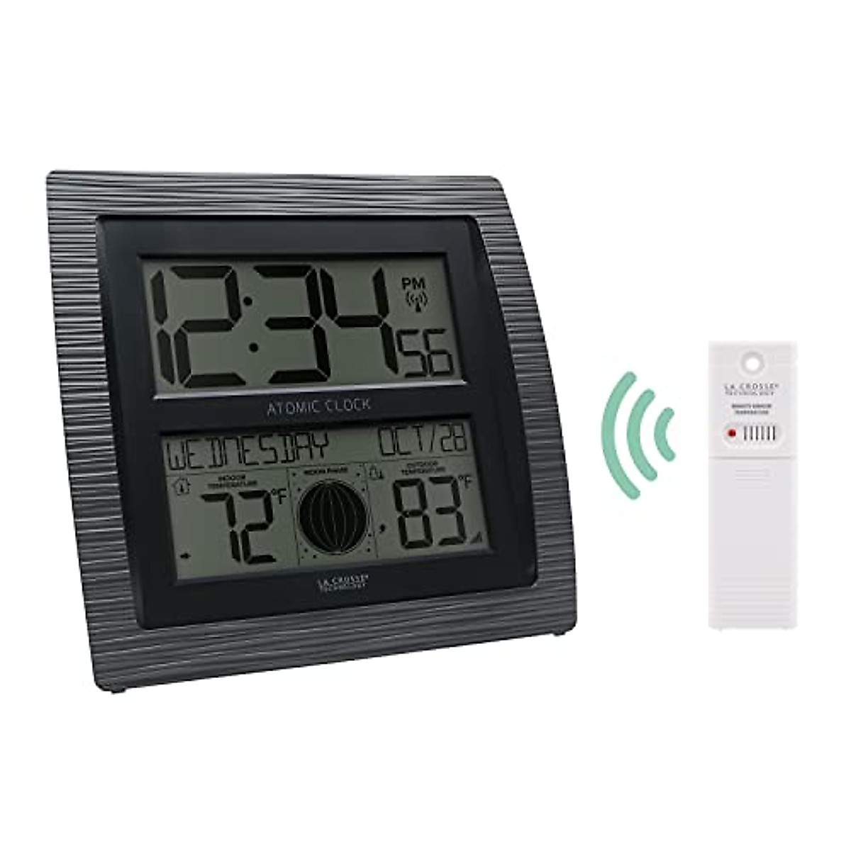 La Crosse Technology BBB86118-INT Curved Atomic Digital Clock with Moon Phase & Temperature