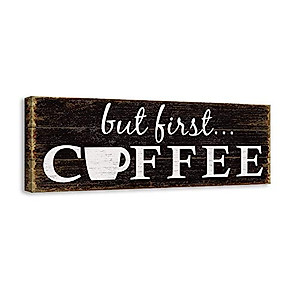 Kas Home Inspirational Quotes Motto Canvas Wall Art,Coffee Prints Signs Framed,Retro Artwork Decoration for Bedroom,Living Room,Office & Home Wall Decor (6 x 16 inch, Coffee)