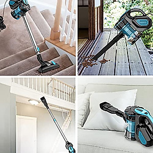 INSE Corded Vacuum Cleaner, 600W Powerful 18000Pa Vacuum Cleaner, 6-in-1 Versatile Lightweight Corded Stick Vacuum Cleaner for Pet Hair Hardwood Floor - Blue