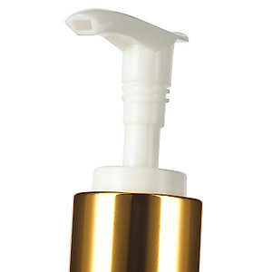 JUVITUS 8 oz Black Boston Round PET Plastic Bottle with Gold Lotion Pump (12 pack)