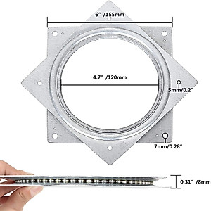 FengWu 8 Pack 6 inch Lazy Susan Hardware 5/16" Thick Square Rotating Bearing Plate with 220lbs Capacity, Zinc Plated Steel Swivel Plate for Kitchen Storage Rack, Cake, DIY Project