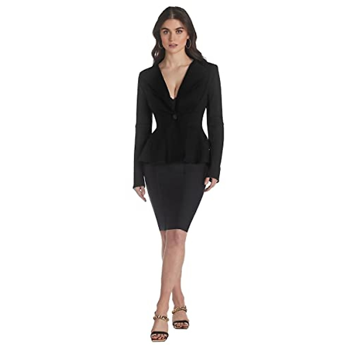 Hybrid & Company Womens Double Notch Lapel Office Blazer JK43864 1073T Black Large