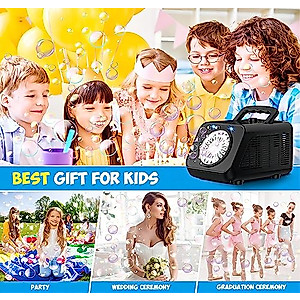 Bubble Machine, Automatic Bubble Blower with 20000+ Bubbles Per Minute, Portable Bubble Machine for Kids and Toddler with 2 Speed Levels, Outdoor Toys for Parties, Birthday, Wedding, Christmas
