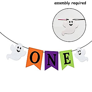 Halloween One Banner High Chair Banner The Spooky One Cake Topper for Spooky Halloween 1st Birthday Decorations