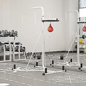 Soozier 2 in 1 Punching Bag Stand, Adjustable Height Heavy Bag Stand with Weighted Base and Speed Bag, Freestanding for Home Gym