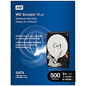 WD Blue Notebook 500GB SATA 3.0 Gb/s 2.5-Inch Internal Notebook Hard Drive Retail Kit