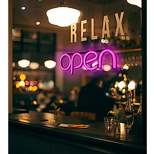 Open Signs for Business,LED Neon Open Sign,16x6 inch Lighted Sign for Restaurants Offices Retail Shops Window Storefronts,12V/1A Power Supply,with ON/OFF Switch (Horizontal Rose Red)
