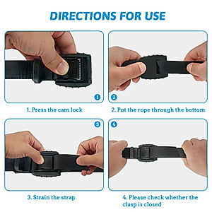 Mind and Action 16 Ft Sturdy Tie Down Strap Lashing Strap with Rubber Padded Cam Lock Buckle,for Car Roof Rack,Kayak Canoe SUP Surfboard Tie Down,Boat Trailer Tow Strap(4 Pack)