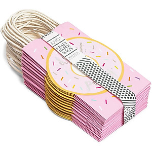 BLUE PANDA Donut Birthday Party Favor Bags (5.25 x 9 x 3.15 Inches, 24 Pack)