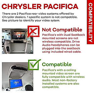 DRIVE AUDIO Compatible with uConnect VES Dodge Grand Caravan & Chrysler Town & Country & Jeep Wireless Headphones (2 Pack) OEM Car Headsets 2006 2007 2012 2014 2015 2016 2017 2018 2019 2020 2021 2022