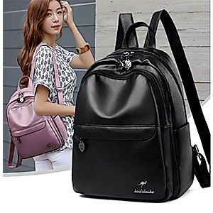 LEMITA Casual Double Zipper Women Backpack Large Capacity School Bag Leather Shoulder Bag Lady Bag Travel Backpack,purple,27*13*34cm